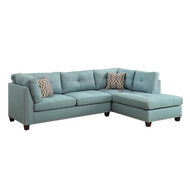 Linen L Shaped Sofa & Chaise, Teal Blue - 2 Piece - Walmart.com