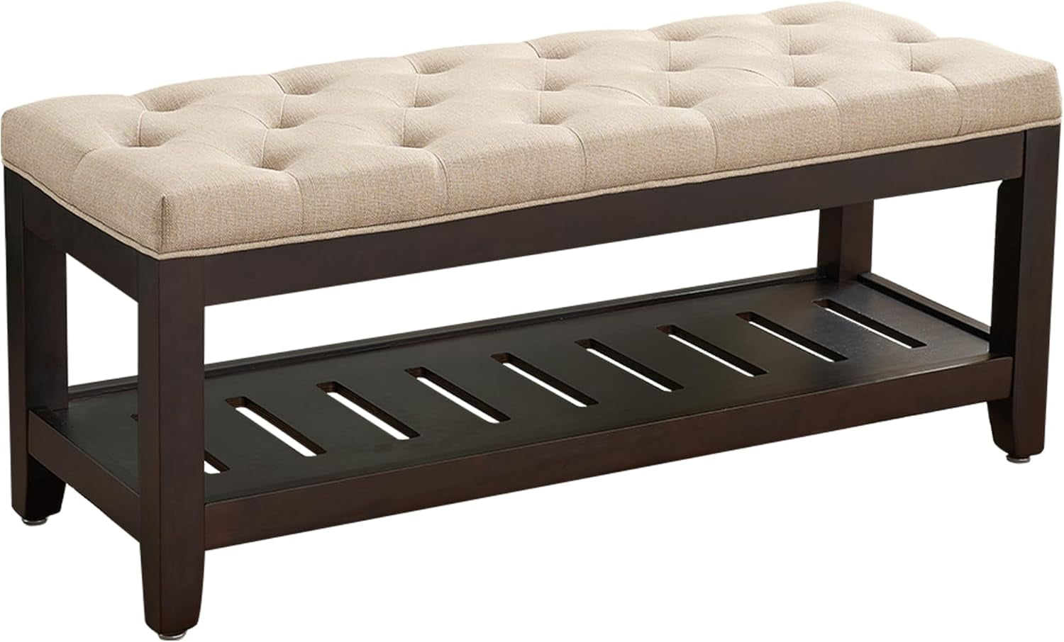 Linen Large Rectangular Ottoman with Storage, Upholstered Entryway for ...