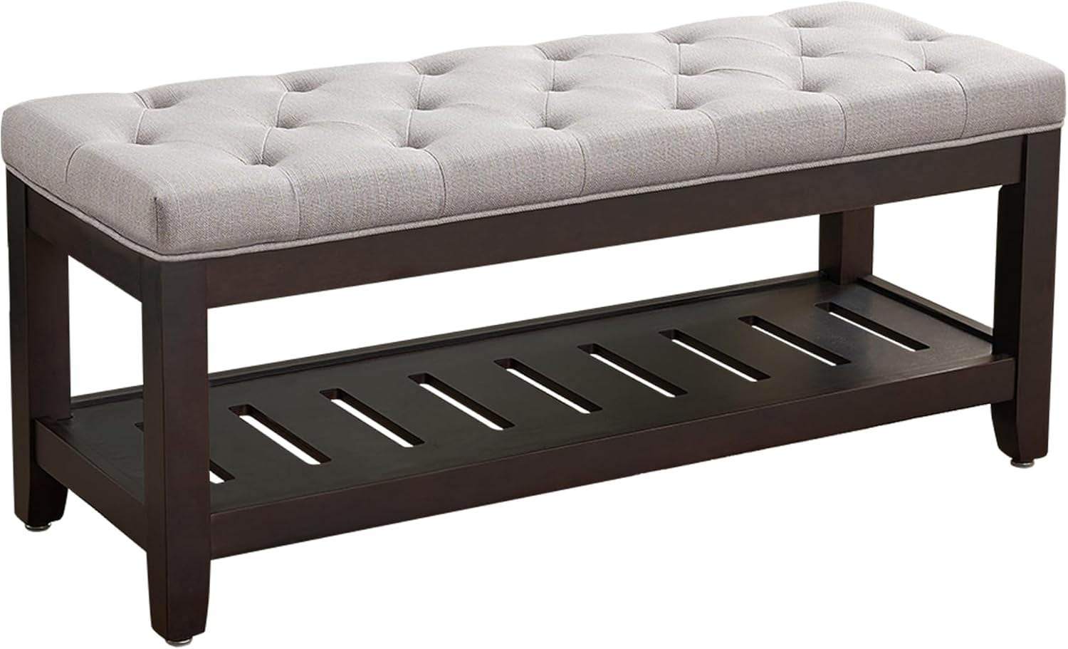 Linen Large Rectangular Ottoman with Storage, Upholstered Entryway for ...