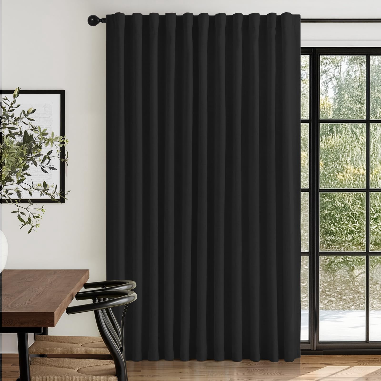 Linen Look Blackout Curtains Kohl | Black, 100"W x 96"L (Pack of 1) for ...
