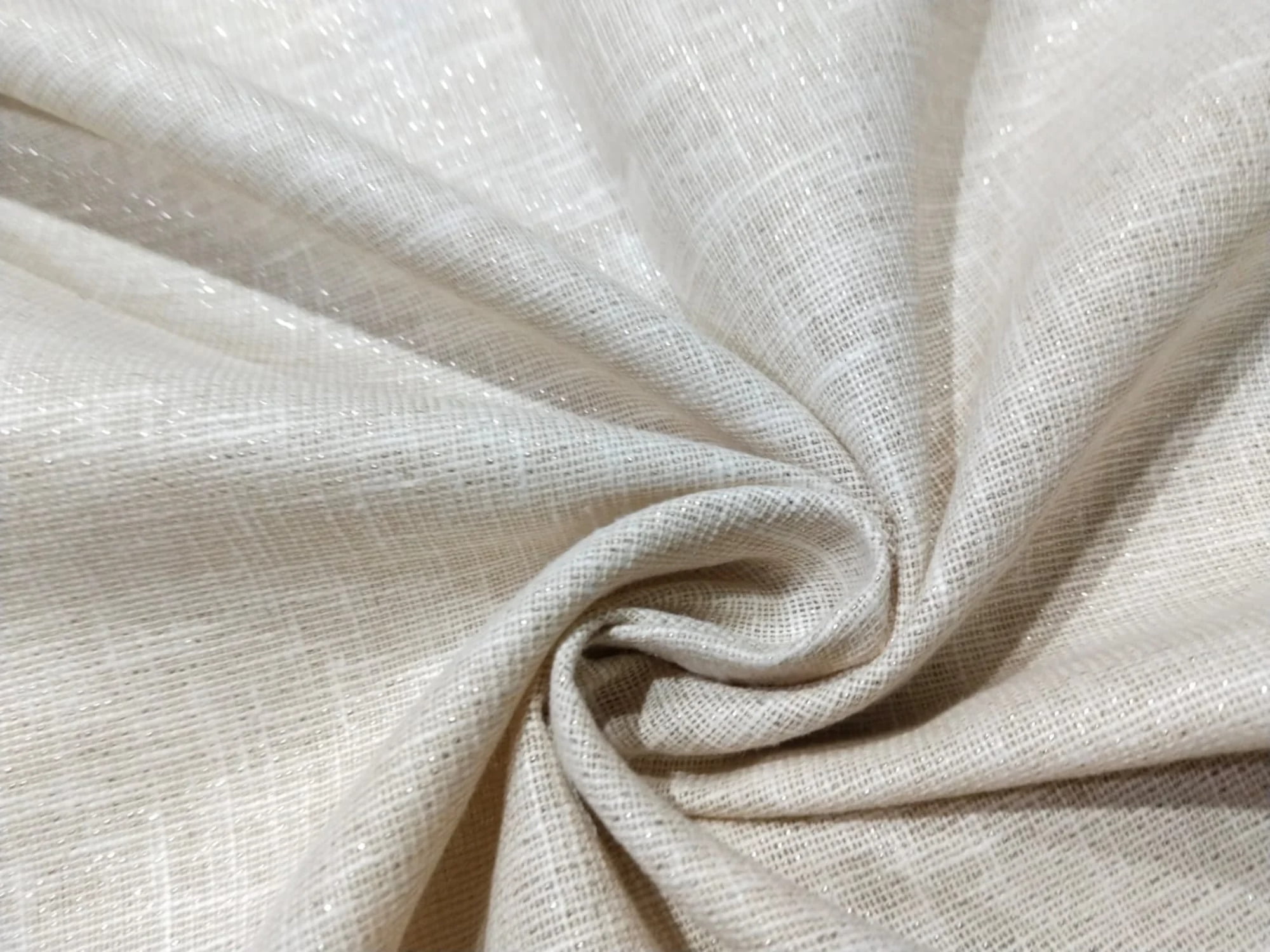 Linen Lurex Fabric 58" wide available in 5 variants IVORY, POWDER BLUE ...