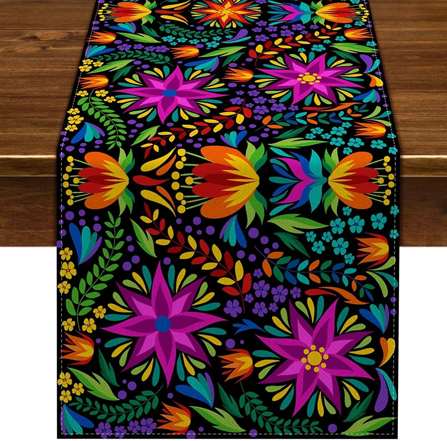 Linen Mexican Fiesta Table Runner Cinco De Mayo Mexico Dia De Los ...