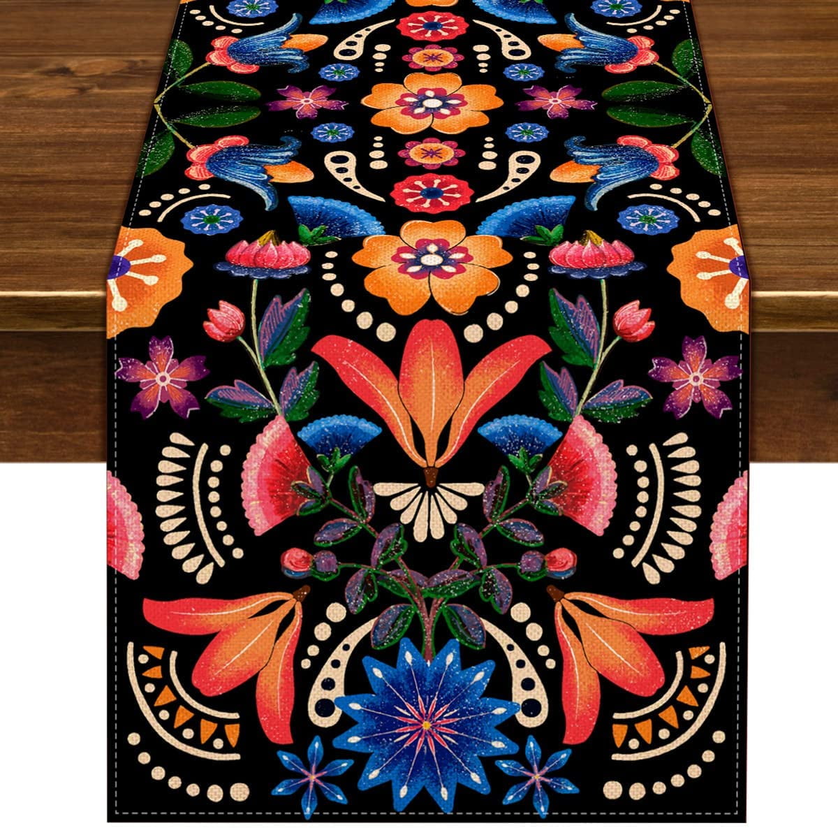 Linen Mexican Fiesta Table Runner Cinco De Mayo Mexico Dia De Los ...