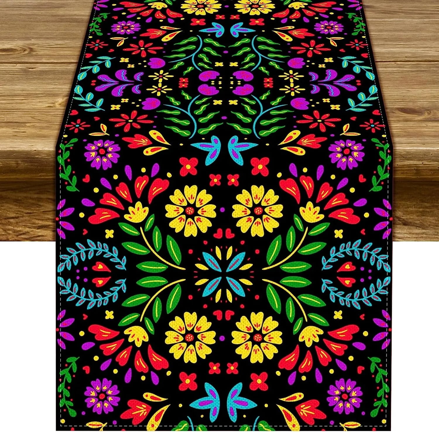 Linen Mexican Fiesta Table Runners Kitchen Table ration Day of The Dead ...