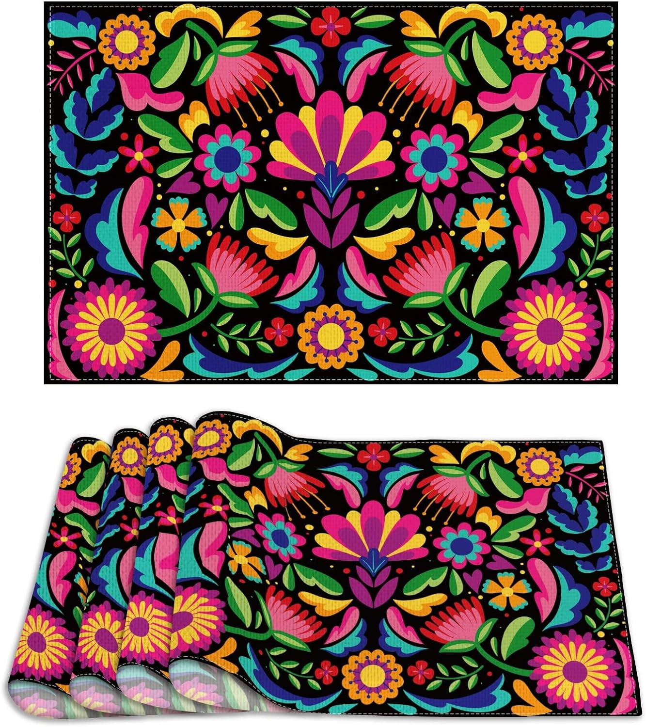 Linen Mexican Placemats Set of 4 Cinco De Mayo Place Mats Mexican ...