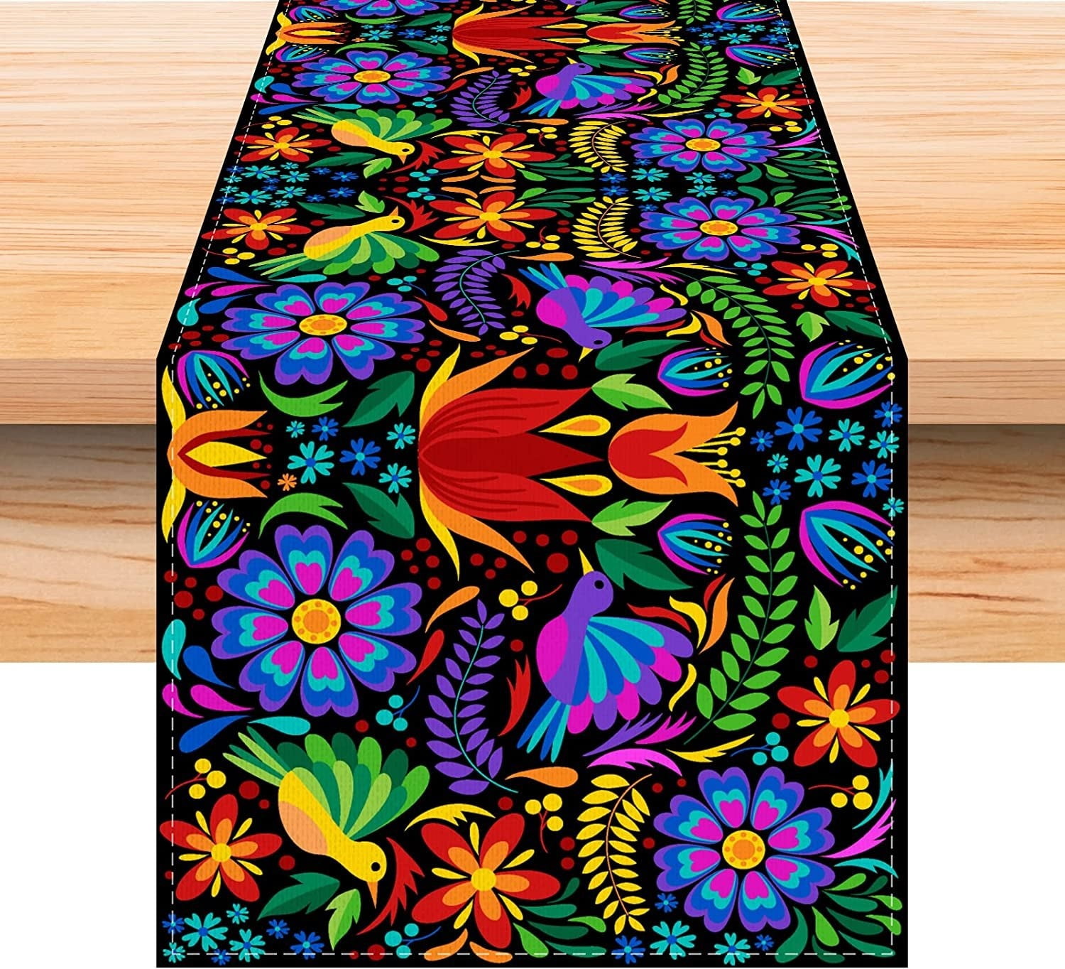 Linen Mexican Table Runner Bohemia Cinco De Mayo Mexican Themed Party ...