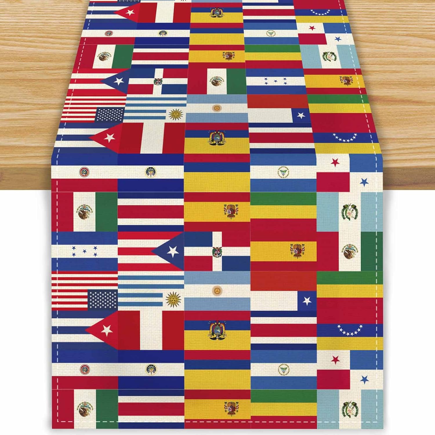 Linen National Hispanic Heritage Month Table Runner World Flag Banner ...