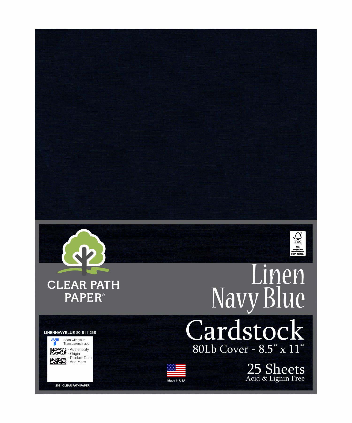 Linen Navy Blue Cardstock - 8.5 x 11 inch - 80Lb Cover - 25 Sheets ...