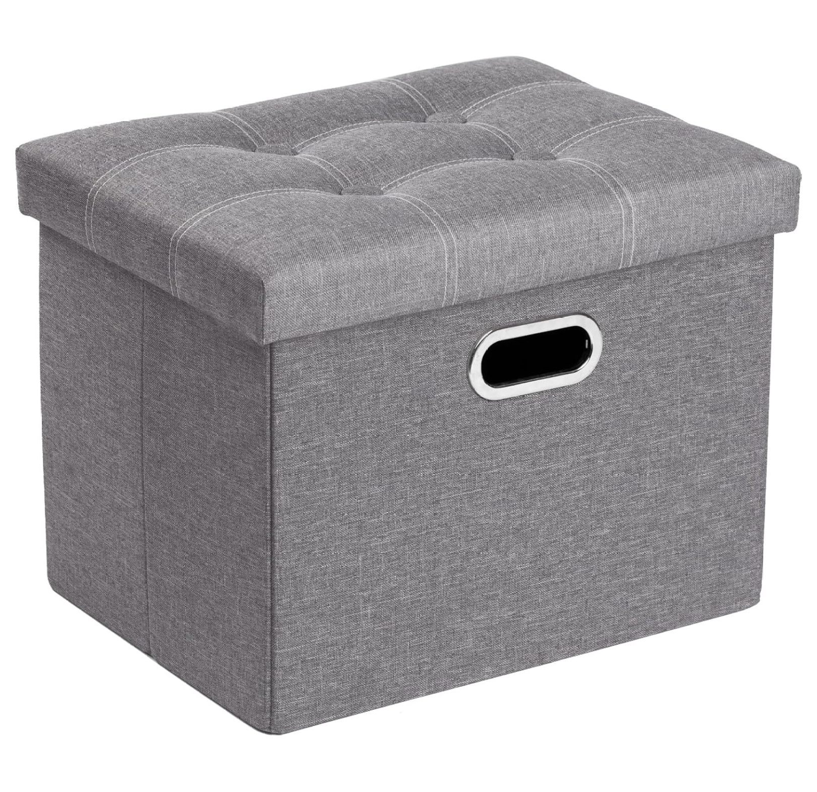 Linen Ottoman with Storage - Folding Stool Footrest, 17x13x13", 440lbs ...