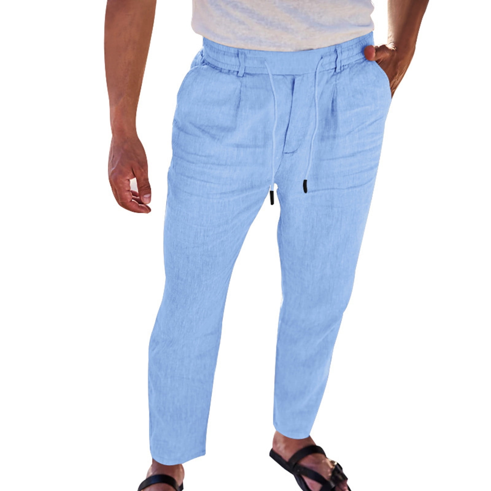 Sweat Pants for Mens Baggy Elastic Waist Cotton Public Rec Pants Color ...