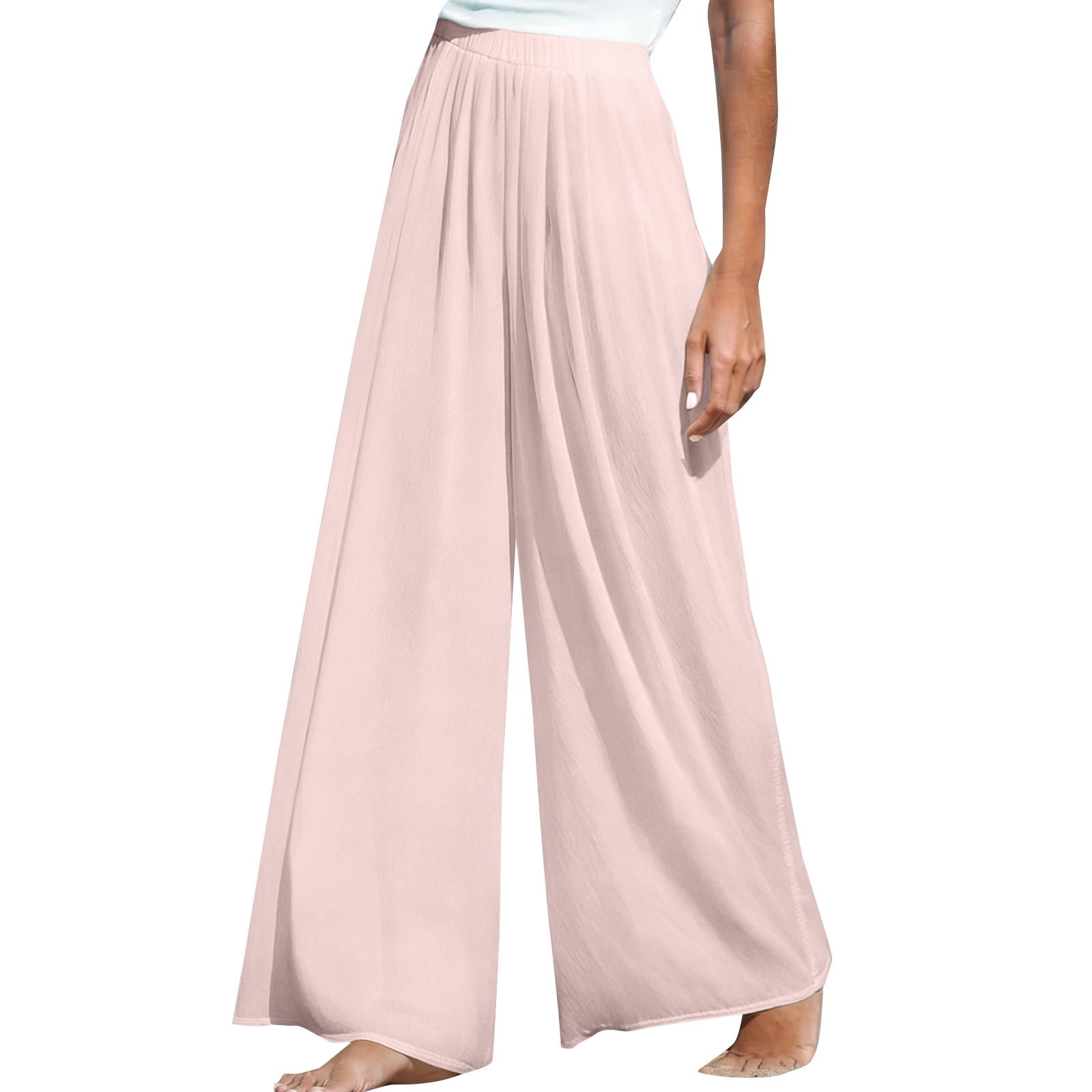 Linen Pants Women, Audhol 2026 Women's Wide Leg Palazzo Summer Flowy ...