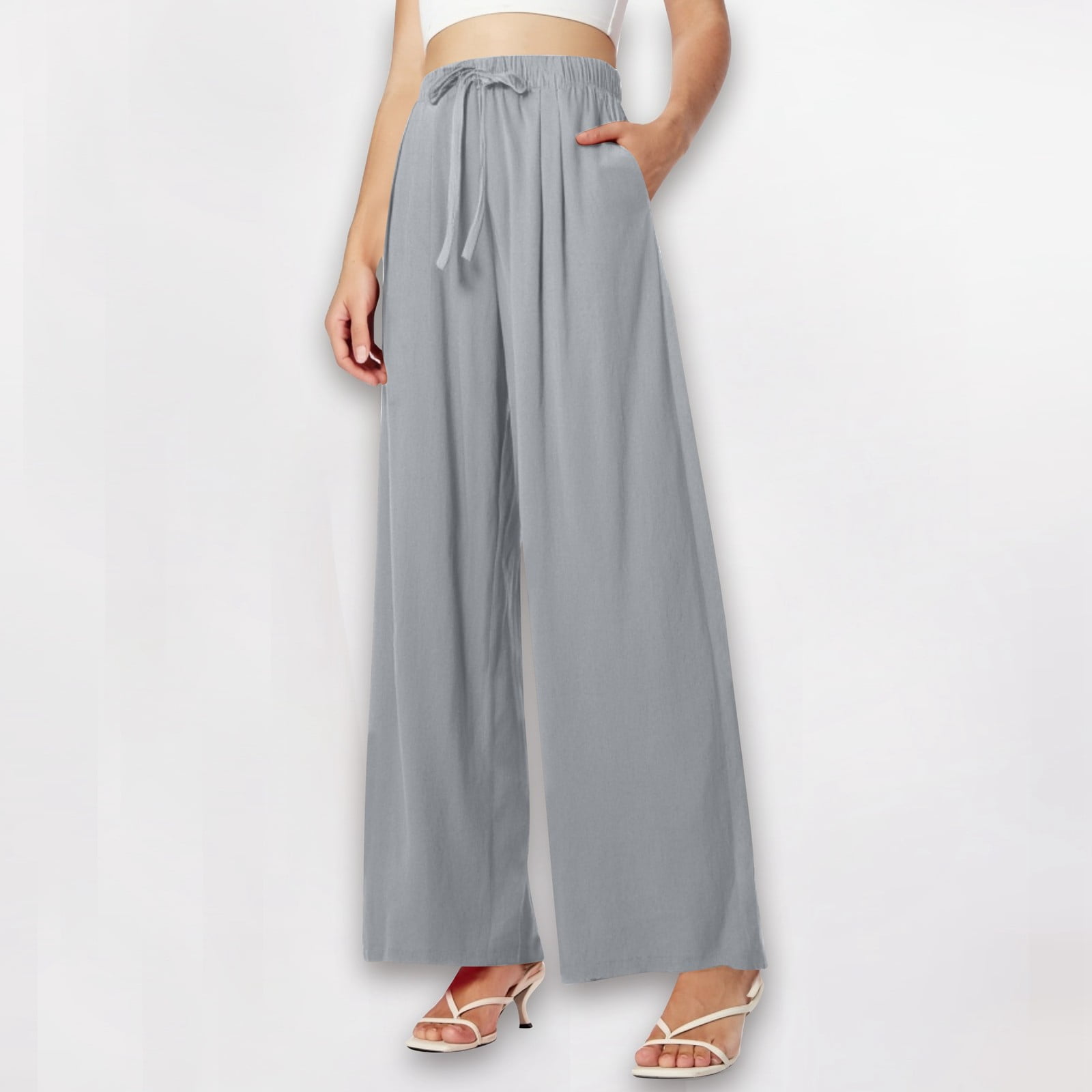 Linen Pants for Women Petite Short Women's Summer High Waisted ...