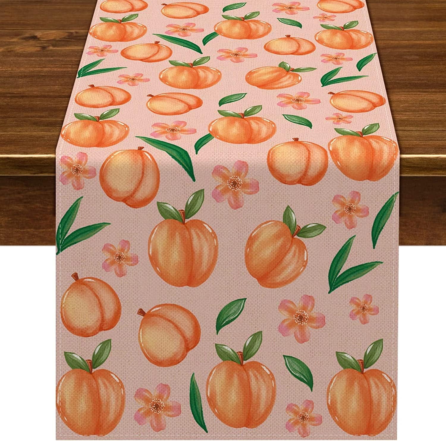 Linen Peach Table Runner Summer Sweet As A Peach Girl Birthday Party ...