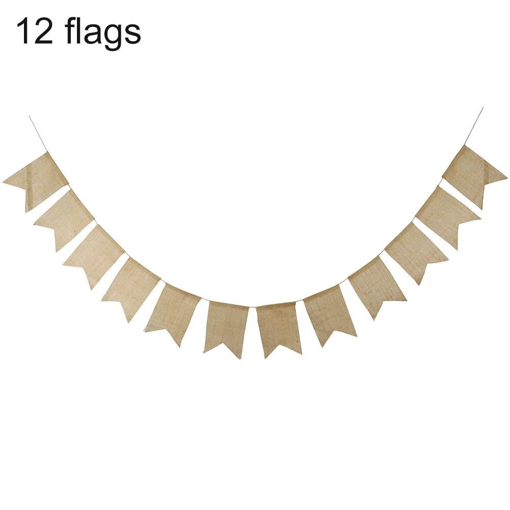 Linen Pennant Hanging Garland Bunting Birthday Banner Triangles Flags ...