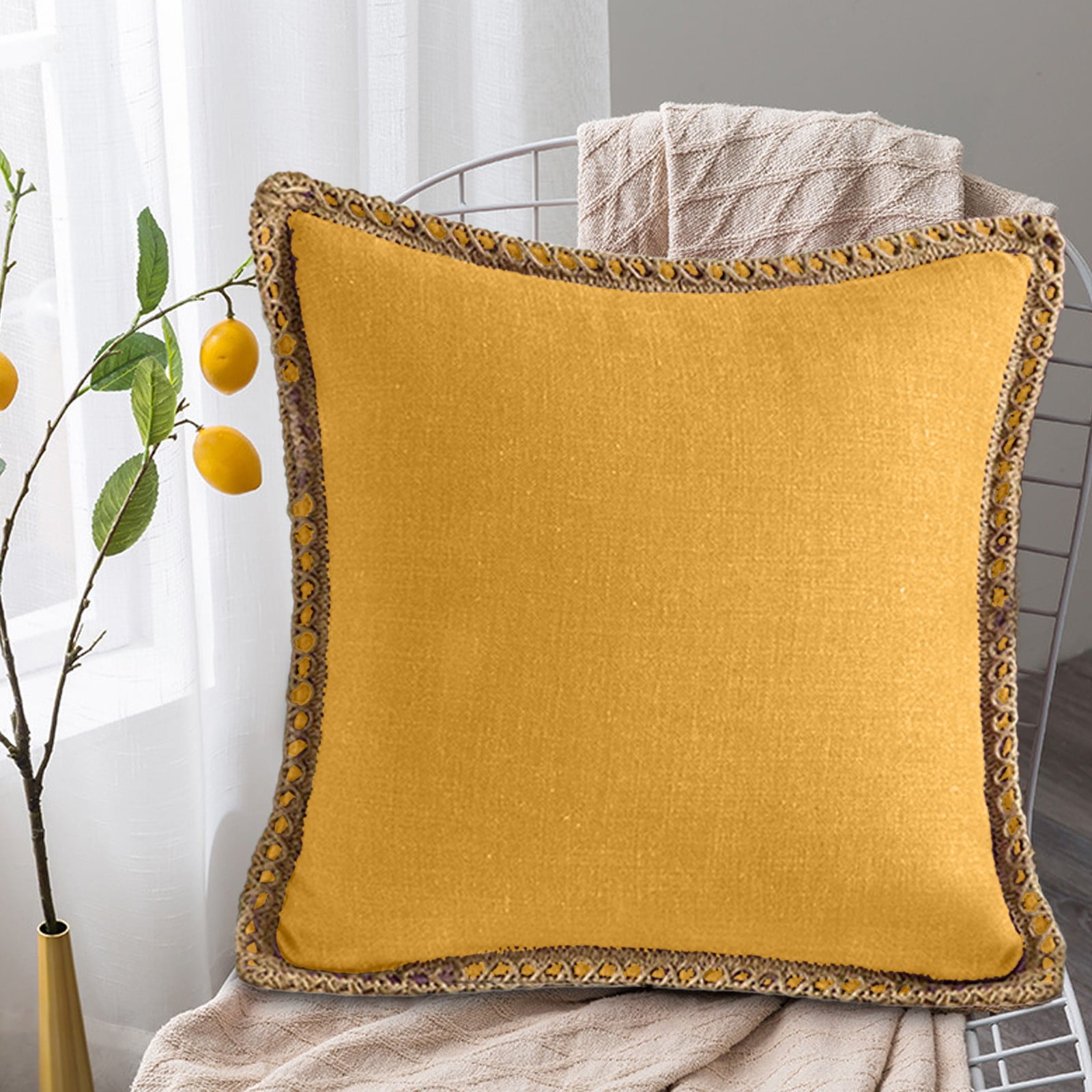 Linen Pillowcase 17.7x17.7 Inches - Soft Flax Cushion Cover for Sofa ...