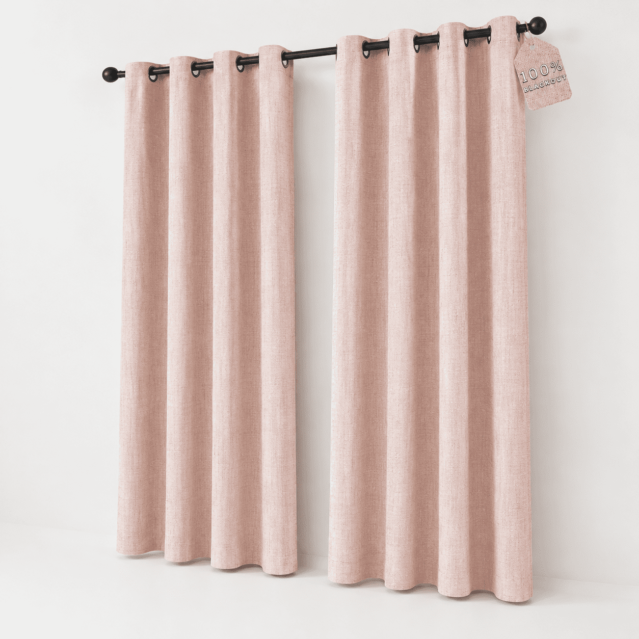 Linen Pink Drapes For Room Blackout Curta45