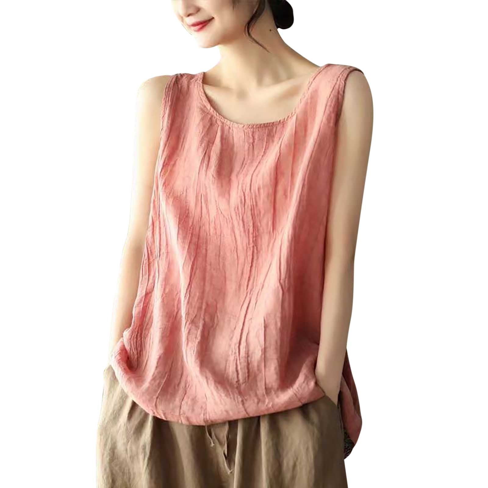 Linen Plus Size Tank Top For Women Stylish Layering Casual Loose Fit ...
