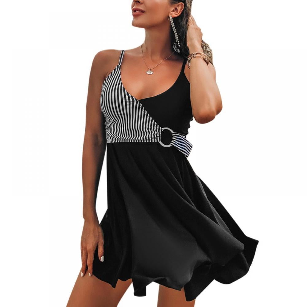 Linen Purity Plus Size Printed Skirt Split Swimsuit Set- Two Piece ...