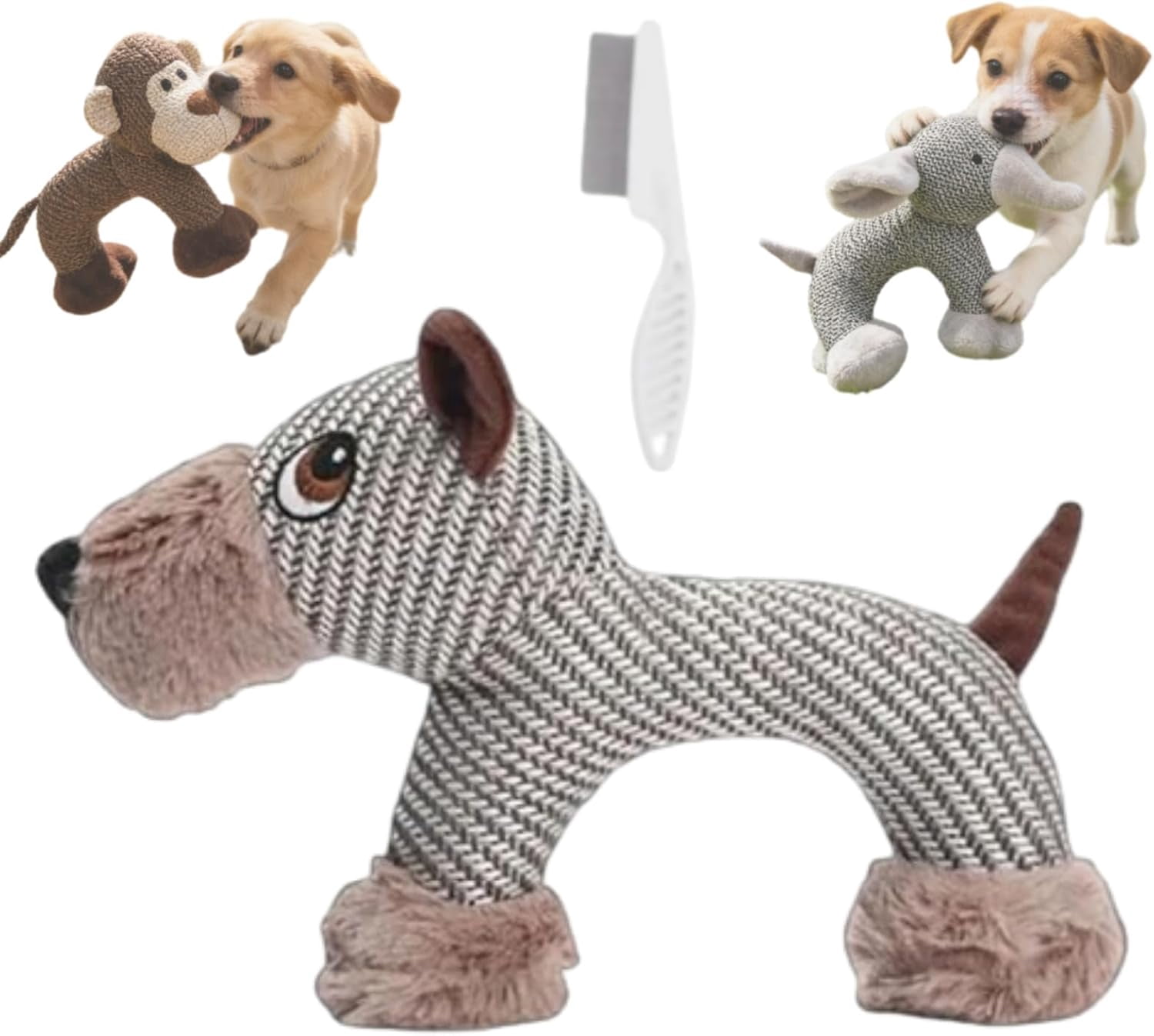 Linen Safari Companions, Squeaky Dog Chew Animals, Dog Toy with ...