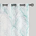 Linen Semi Sheer Curtains for Bedroom, Auqa Blue White Curtains 63 ...