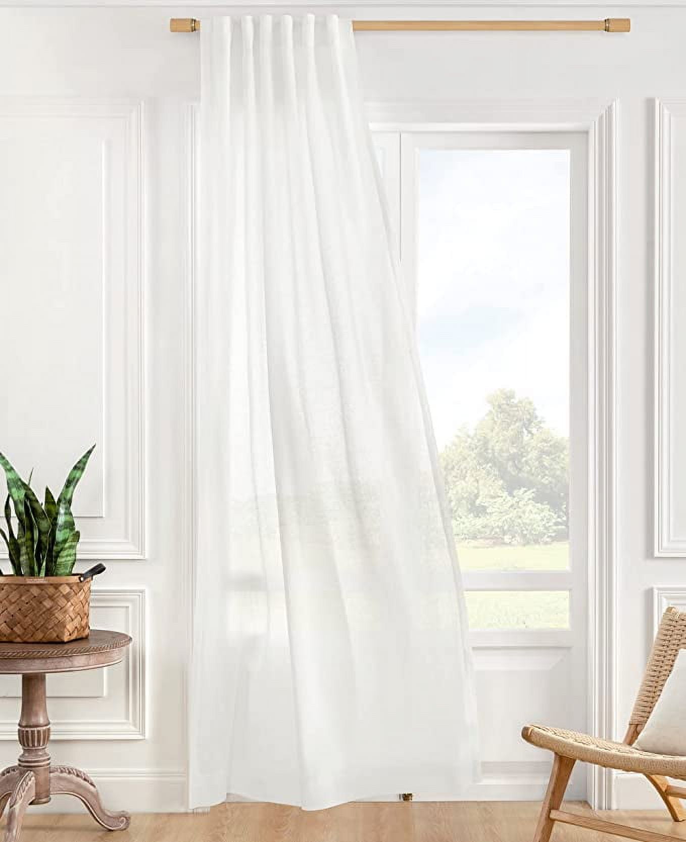 Linen Sheer Curtain Window Panel – White Natural Boho Curtain for ...