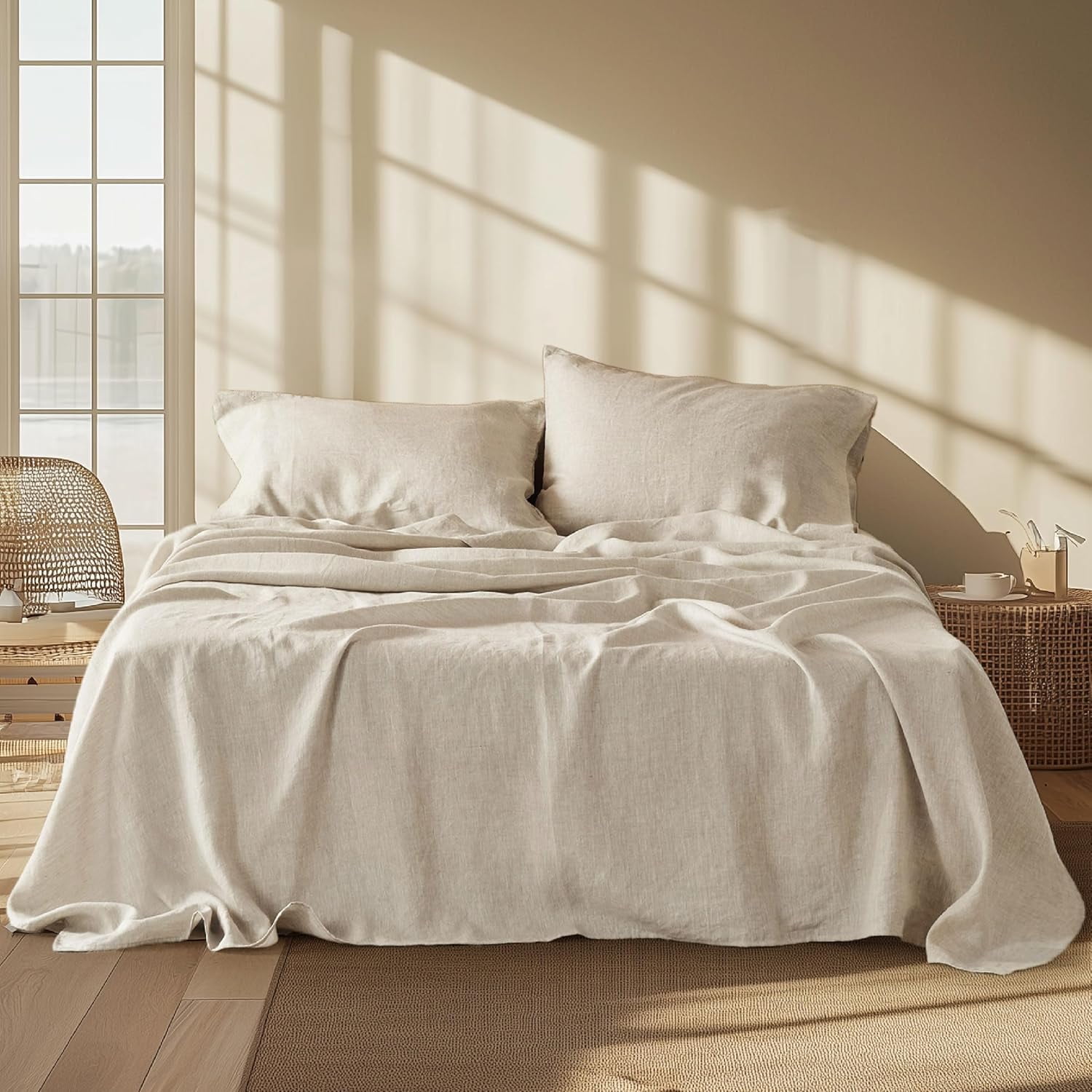 Linen Sheets - Linen Bedsheets Queen Size Bed, Blend from Linen Cotton ...