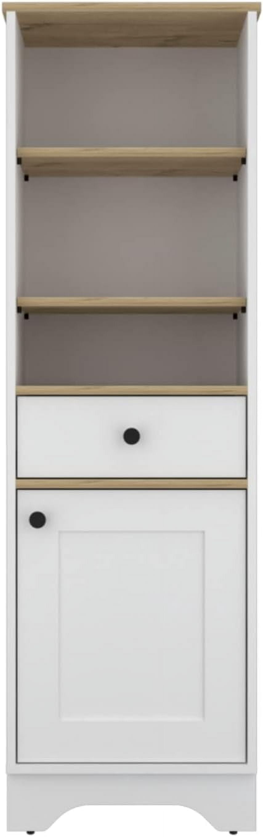 Linen Single Door Cabinet 55H, 3 External Shelves, 1 Drawer, 2 Interior ...