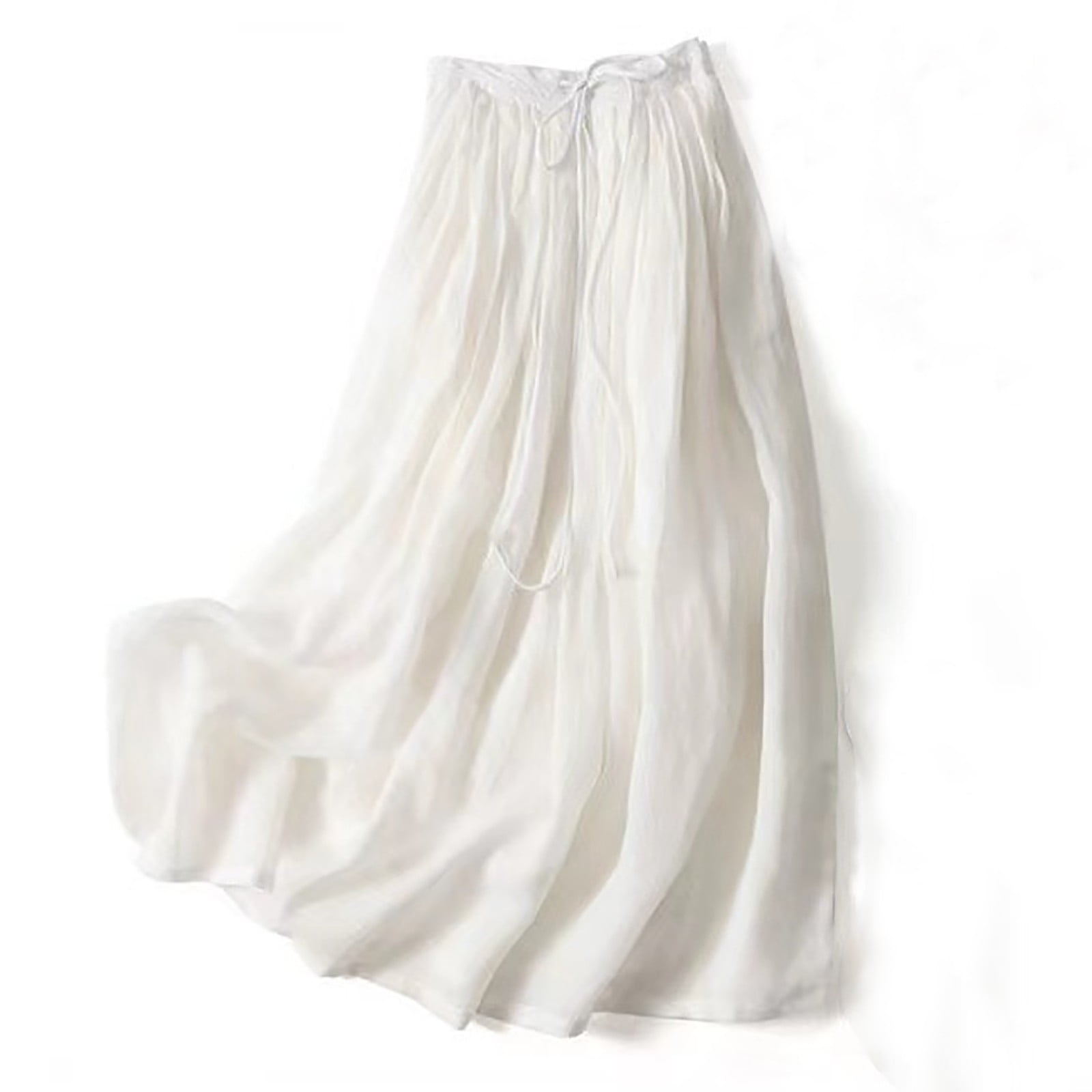 Linen Skirts for Women Cozy Summer Midi Skirts A-line Pleated Skirts ...