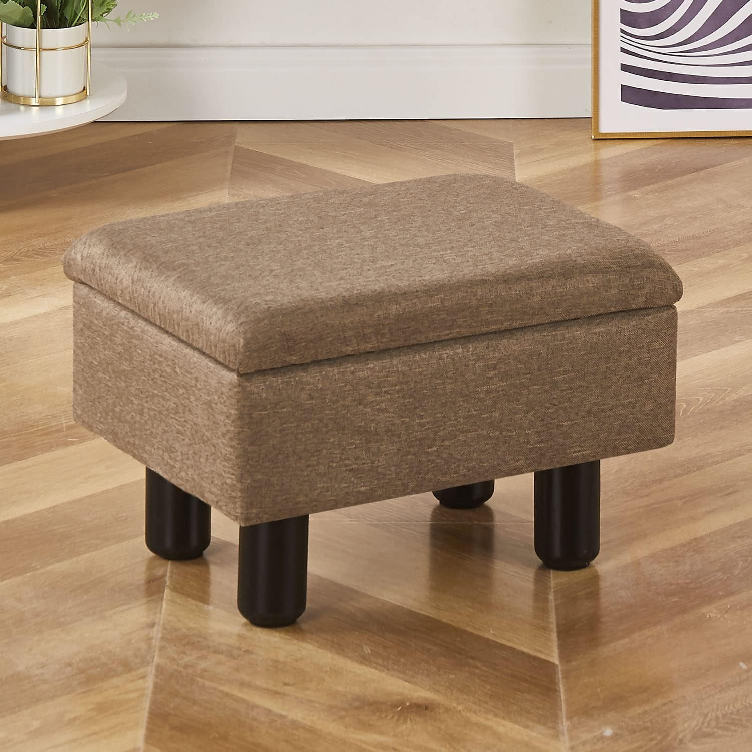 Linen Small Foot Stool Ottomans Multifunctional Footrest Storage ...