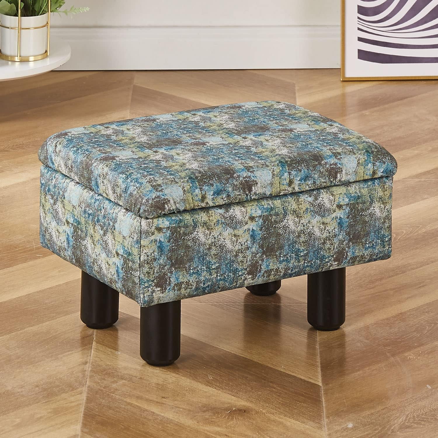 Linen Small Foot Stool Ottomans Rectangular Footrest Storage Ottoman ...