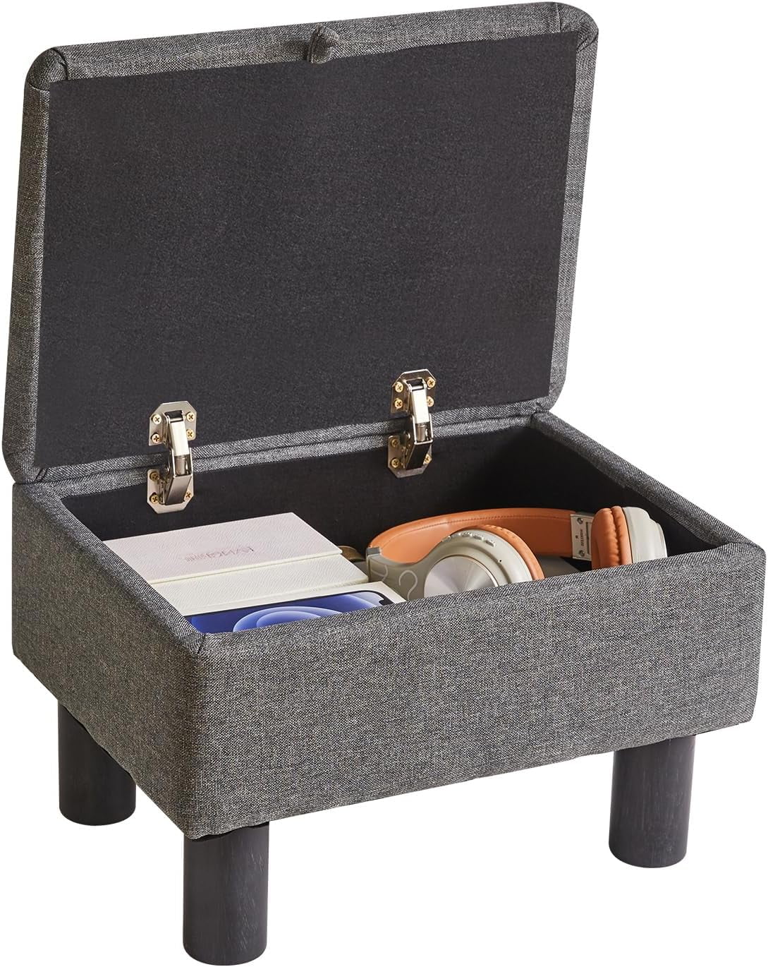 Linen Small Ottoman Foot Rest, Foot Stools with Storage Small ...