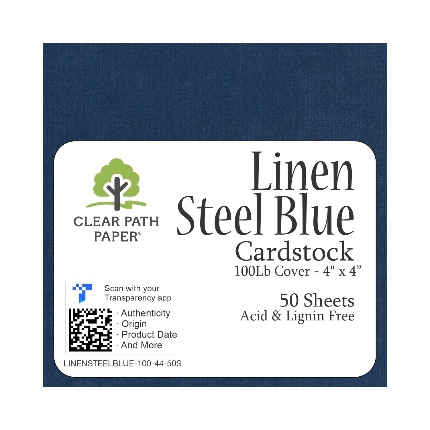 Linen Steel Blue Cardstock - 4 x 4 inch - 100Lb Cover - 50 Sheets ...