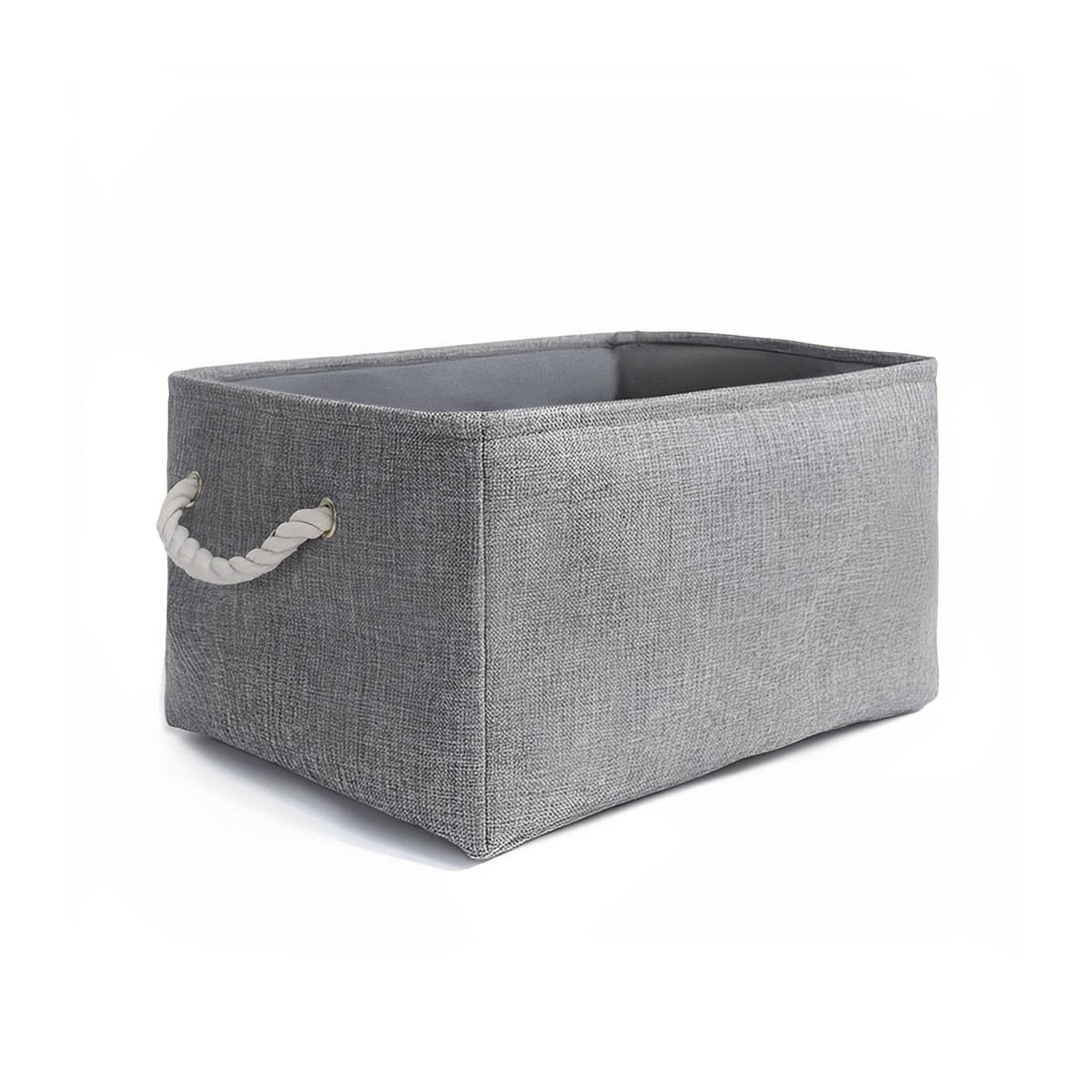 Linen Storage Box with Rope Handles (Washable, Grey, Large) - Walmart.com