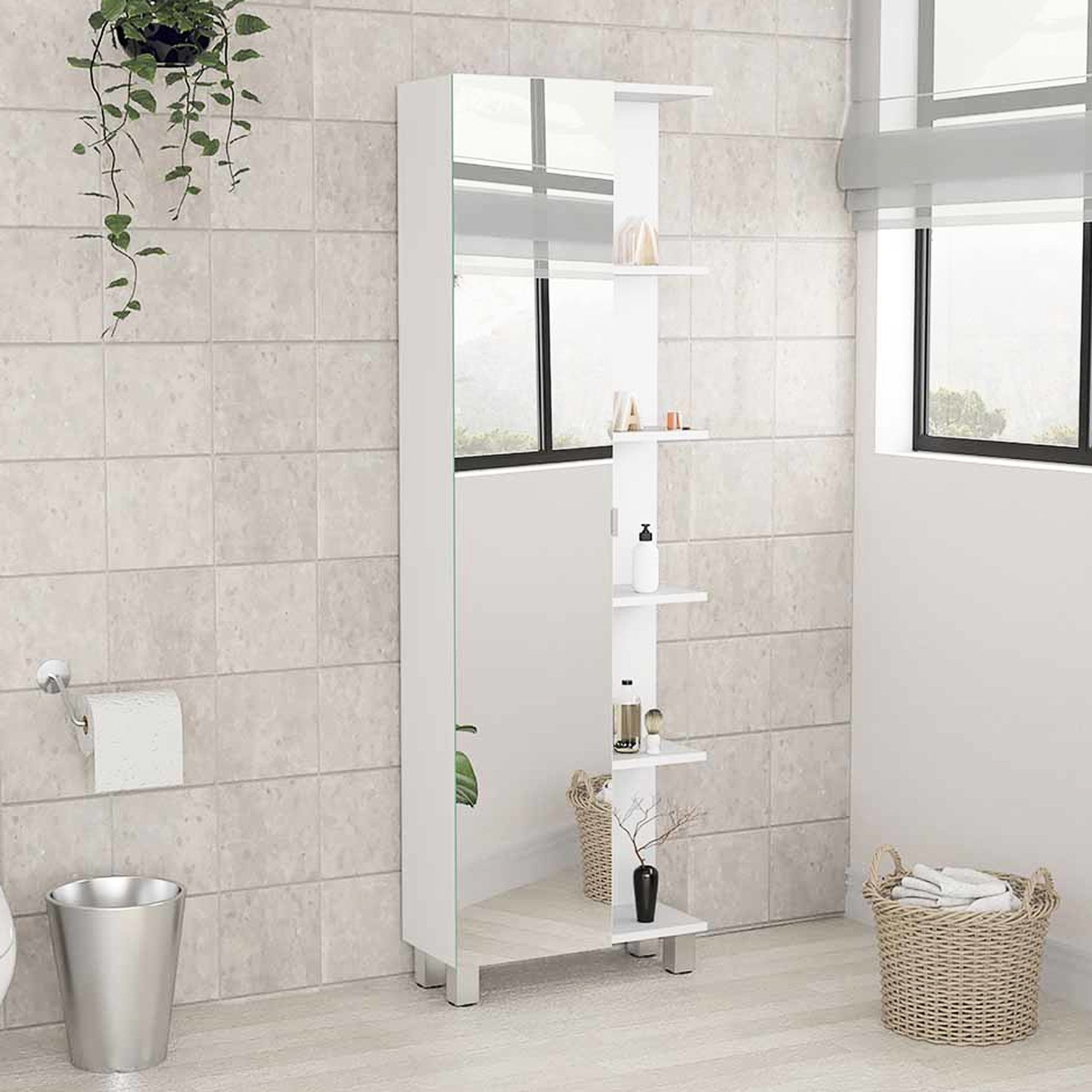 Linen Storage Unit / Freestanding Mount, White Finish, Vertical Design ...