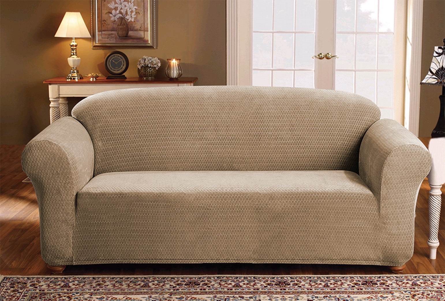 Linen Store Sicily Furniture Slipcover, 1-Piece Form Fit Soft Stretch ...