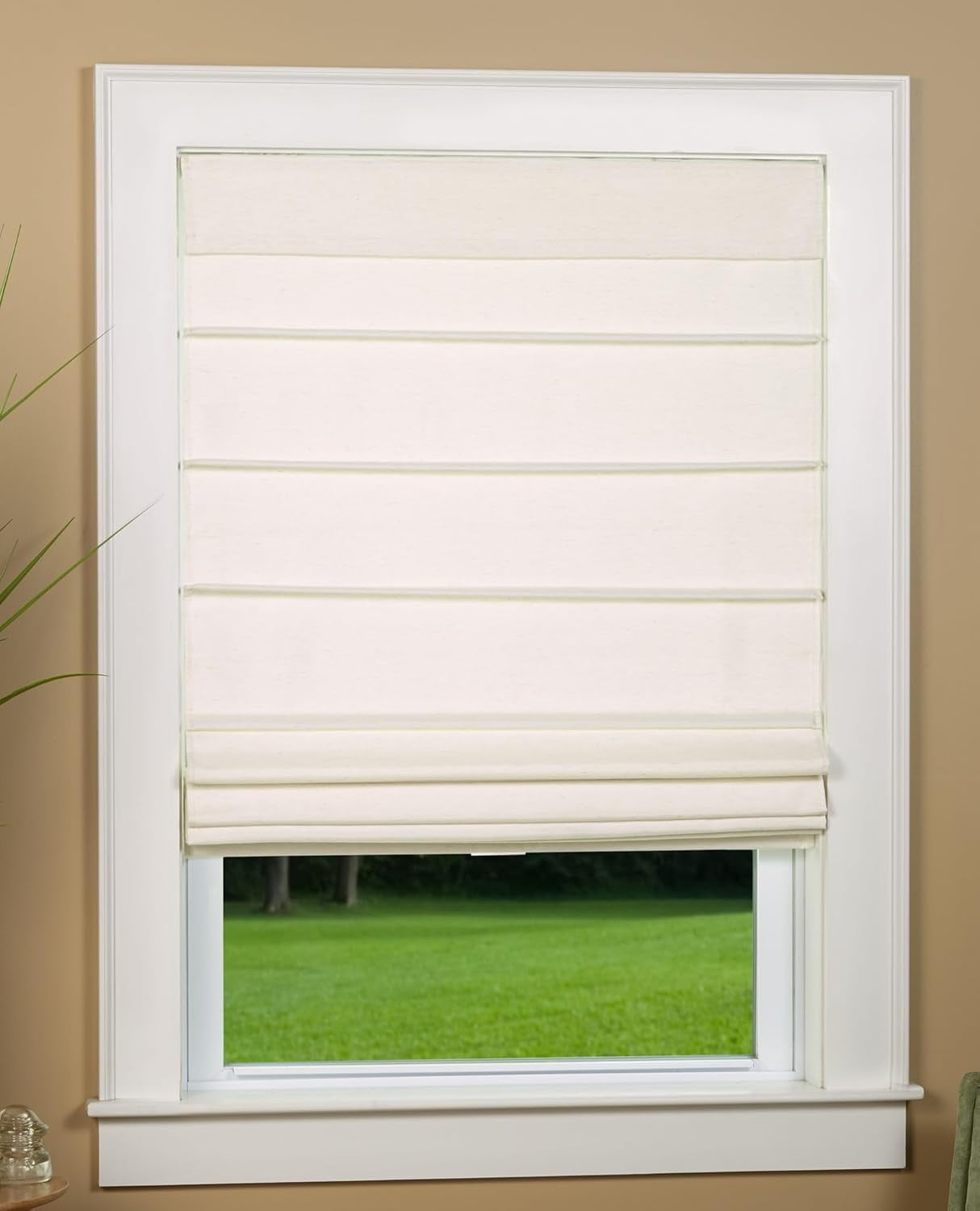 Linen Style Fabric Cordless Roman Shade Room Darkening Roman Shade for ...