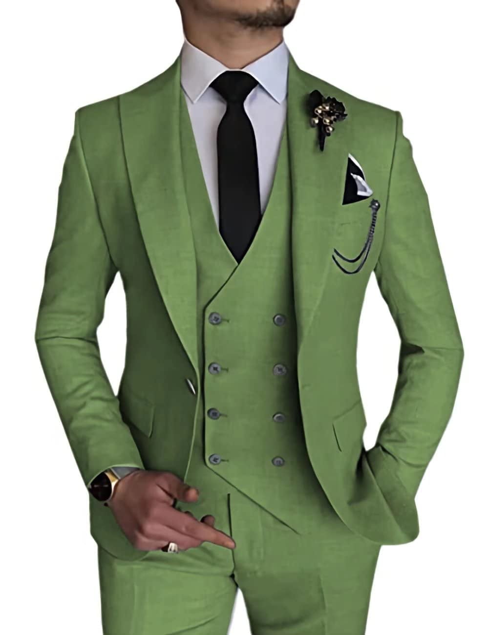 Linen Suit for Men Casual Slim Fit Vintage Suits Groomsmen Suits ...