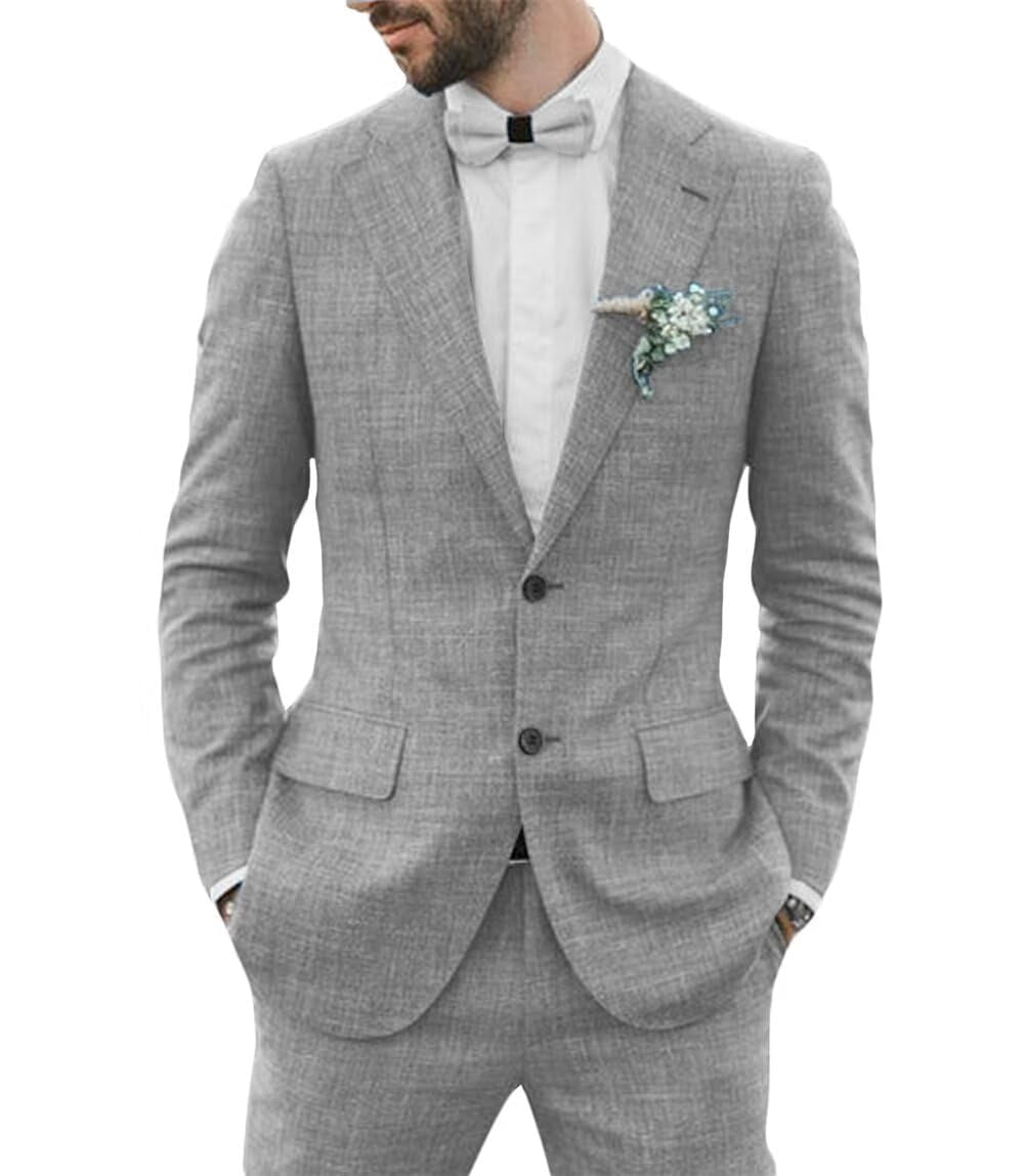 Linen Suits for Men Casual Wedding Suits Men 2 Piece Suits Groomsmen ...