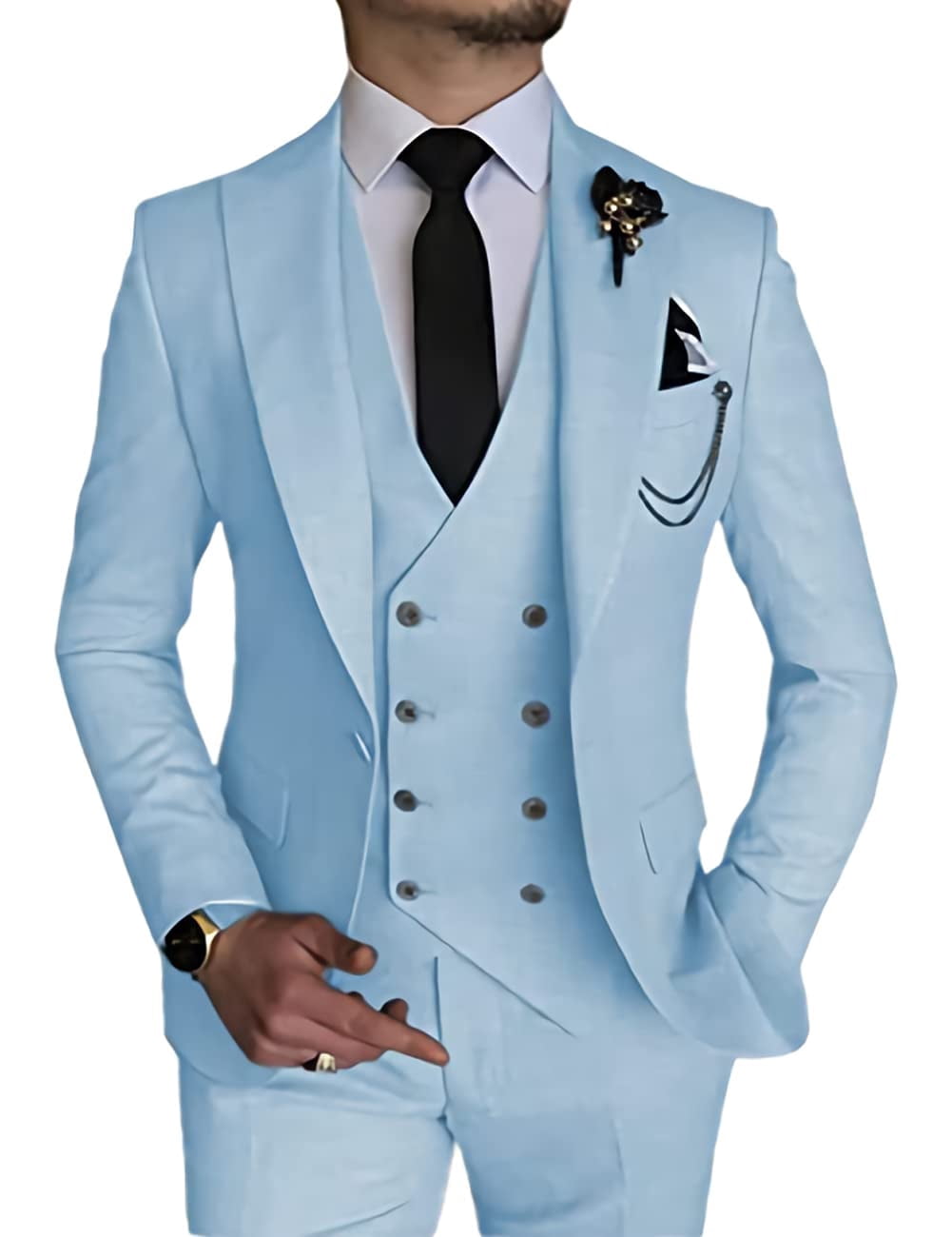 Linen Suits for Men Casual Wedding Suits Men 3 Piece Suits Groomsmen ...