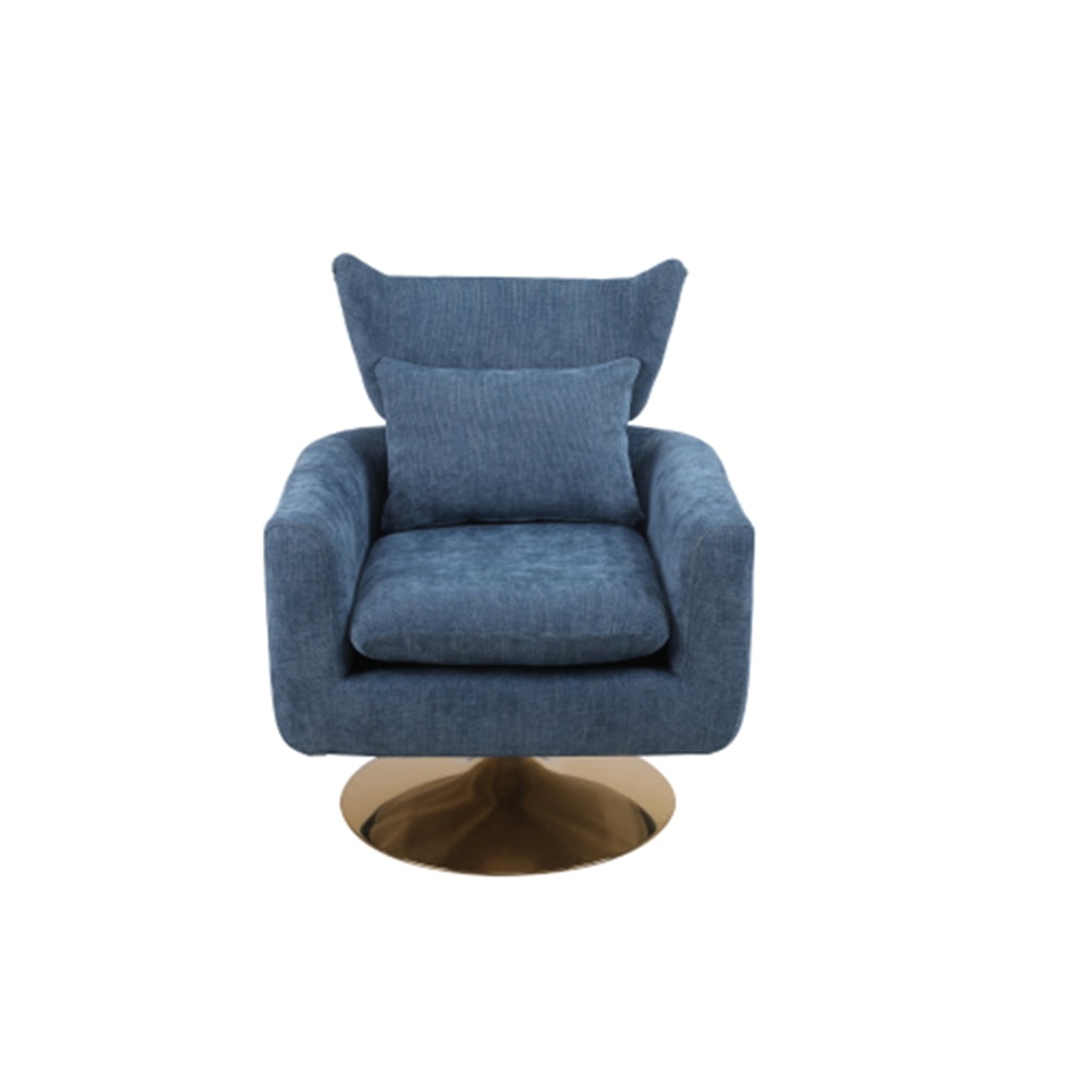 Linen Swivel Barrel Chair, Accent Chair with Wingback, Metal Circular ...