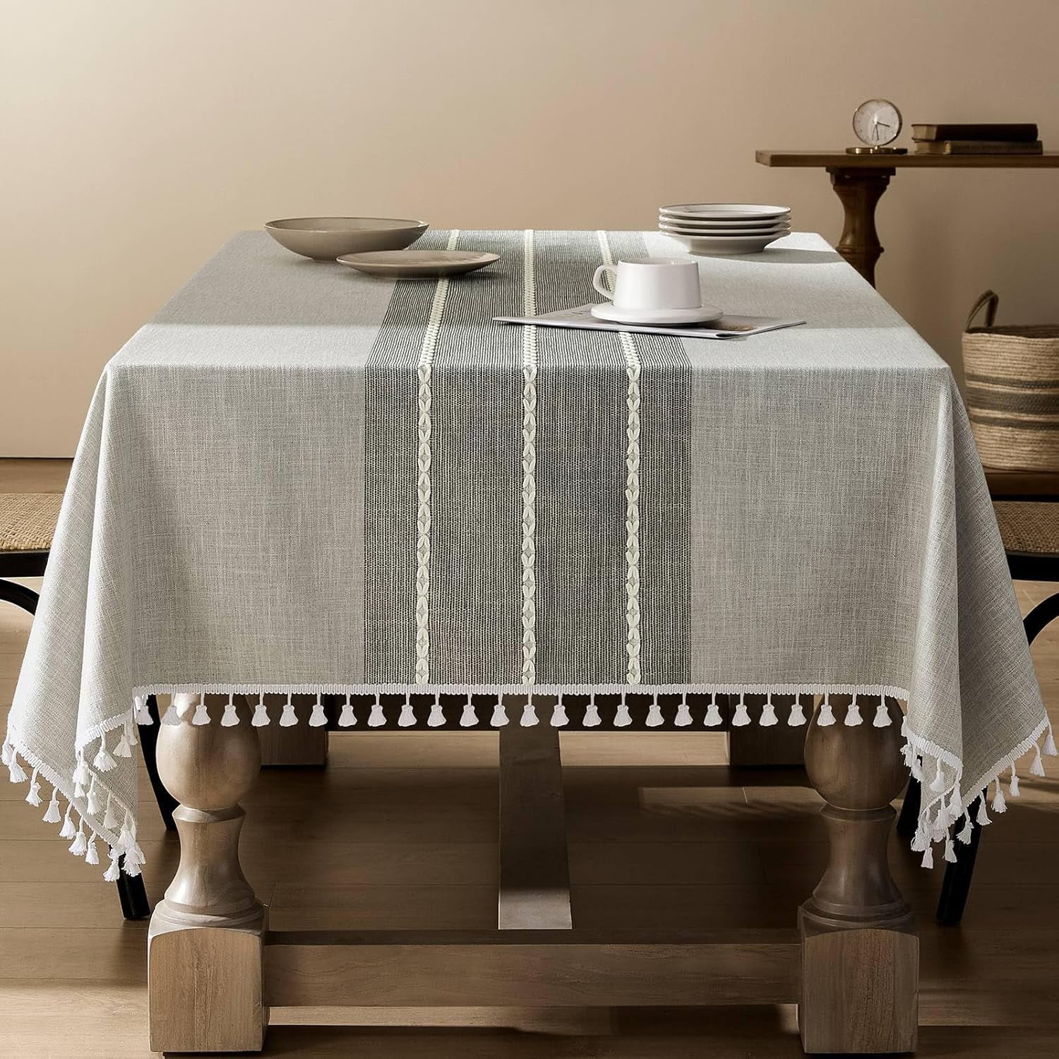 Linen Table Cloth Rectangle Table Cloths 52x70 Inch Grey, Farmhouse ...