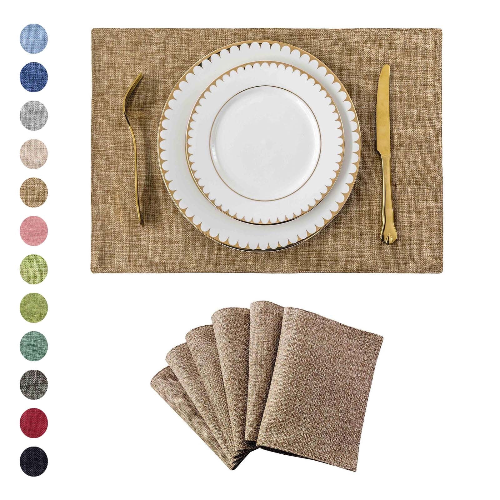 Linen Table Placemats 33x48cm Set Of 6 Dining Table Place Mats Kitchen ...