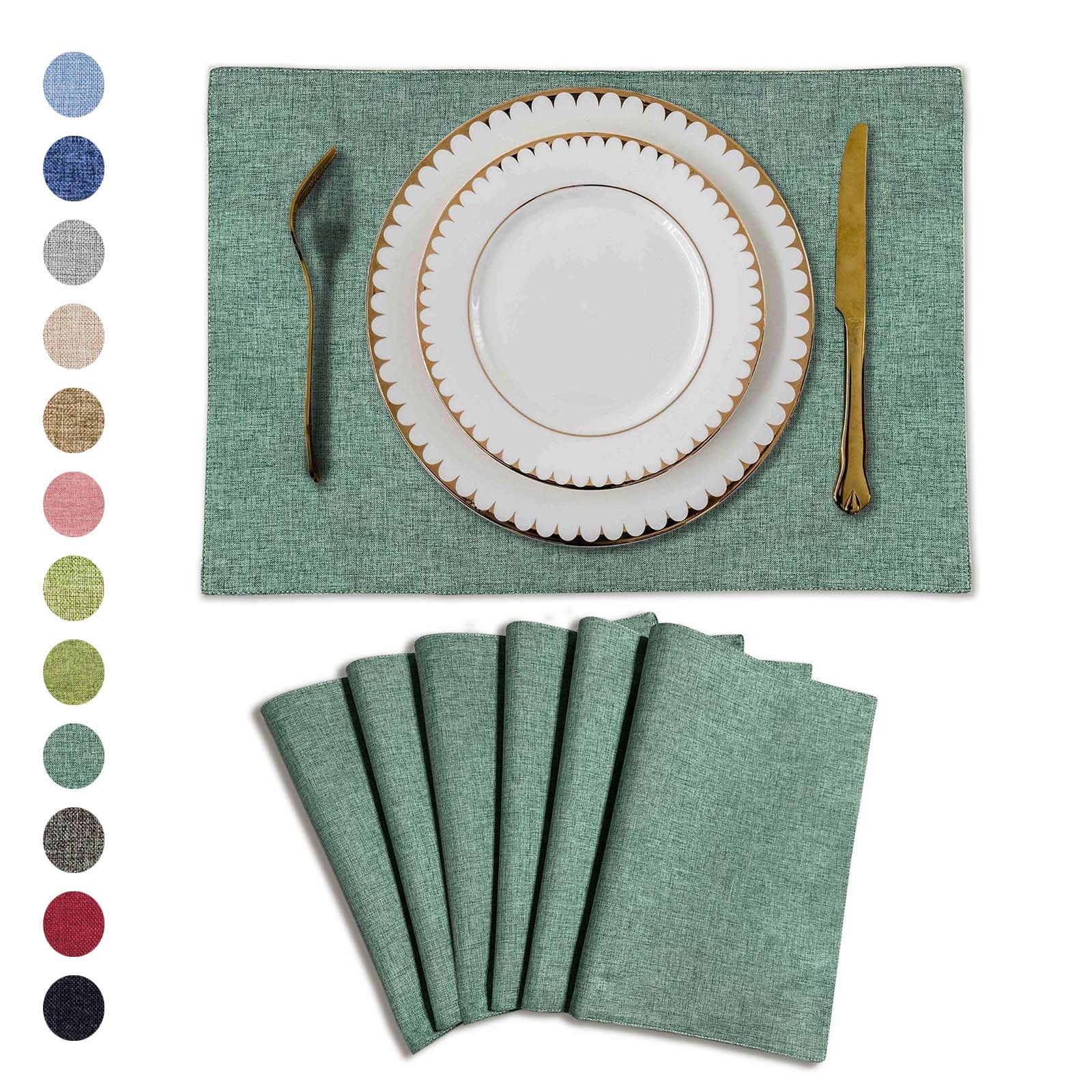 Linen Table Placemats 33x48cm Set Of 6 Dining Table Place Mats Kitchen ...