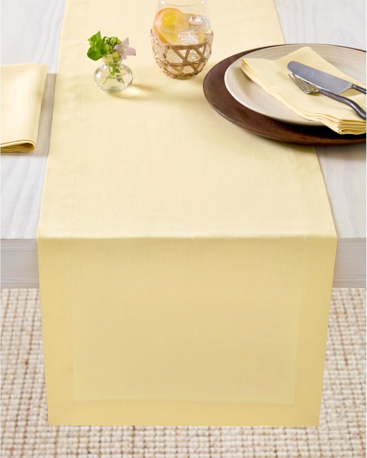 Linen Table Runner 120 Inches Long - 100% Pure Linen Golden Straw ...