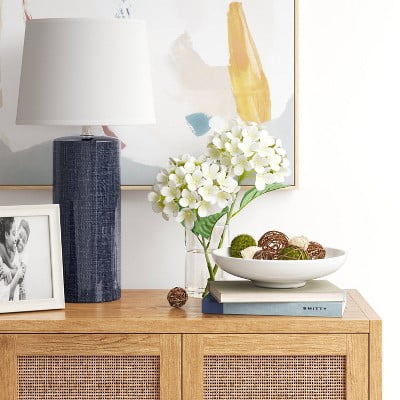 Linen Textured Ceramic Large Lamp Base Dark Blue - Walmart.com