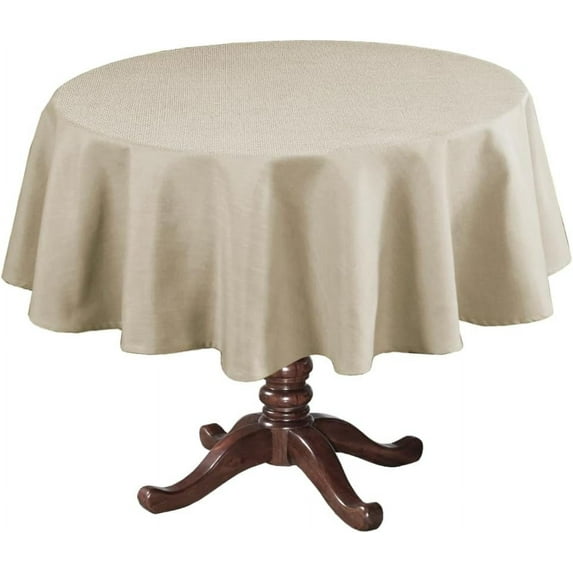 Linen Textured Round Tablecloth 60 Inch - Premium Solid Spill-Proof ...