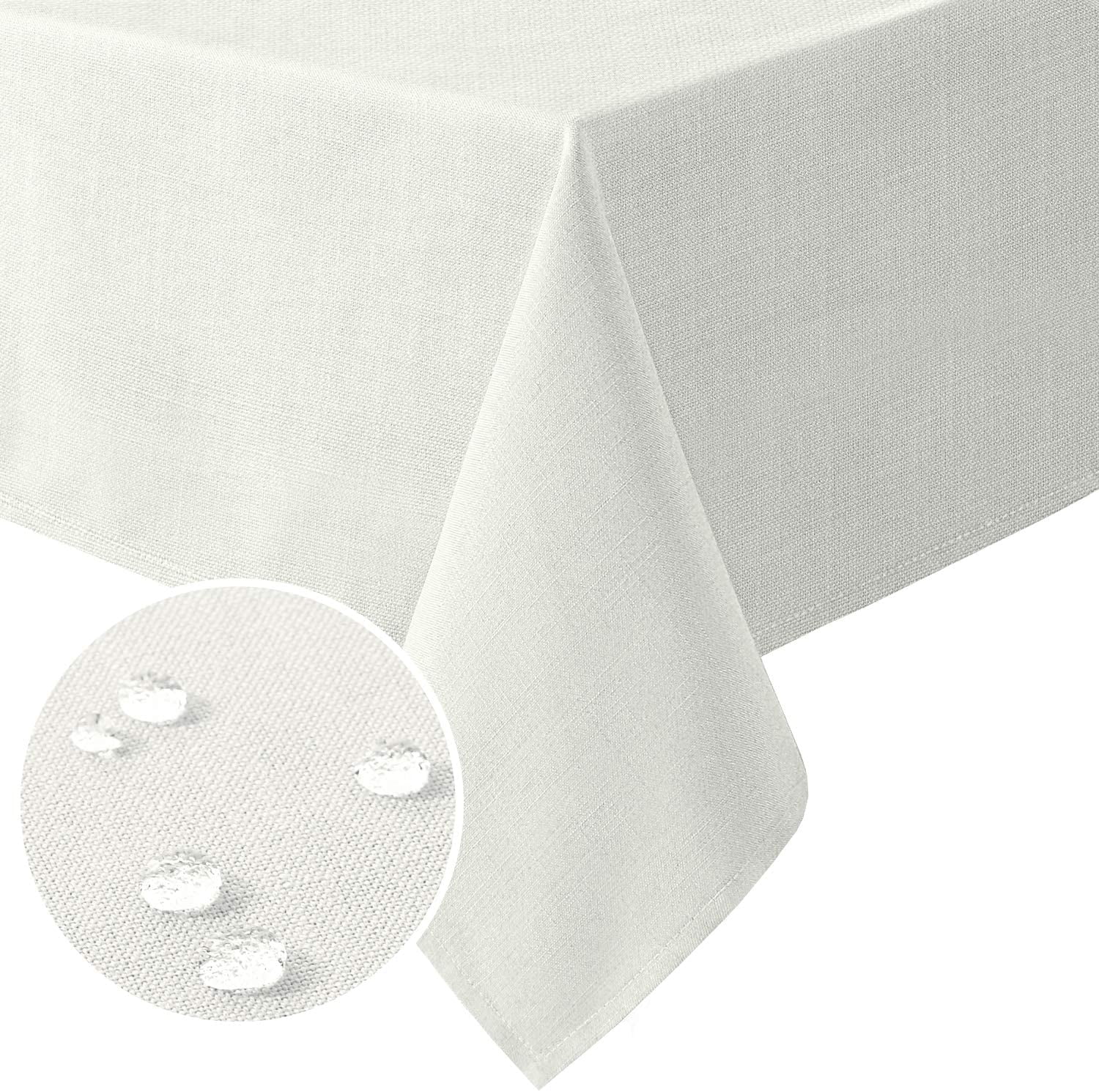 Linen Textured Tablecloth 54 x 108 Inch, Premium Solid Waterproof Spill ...