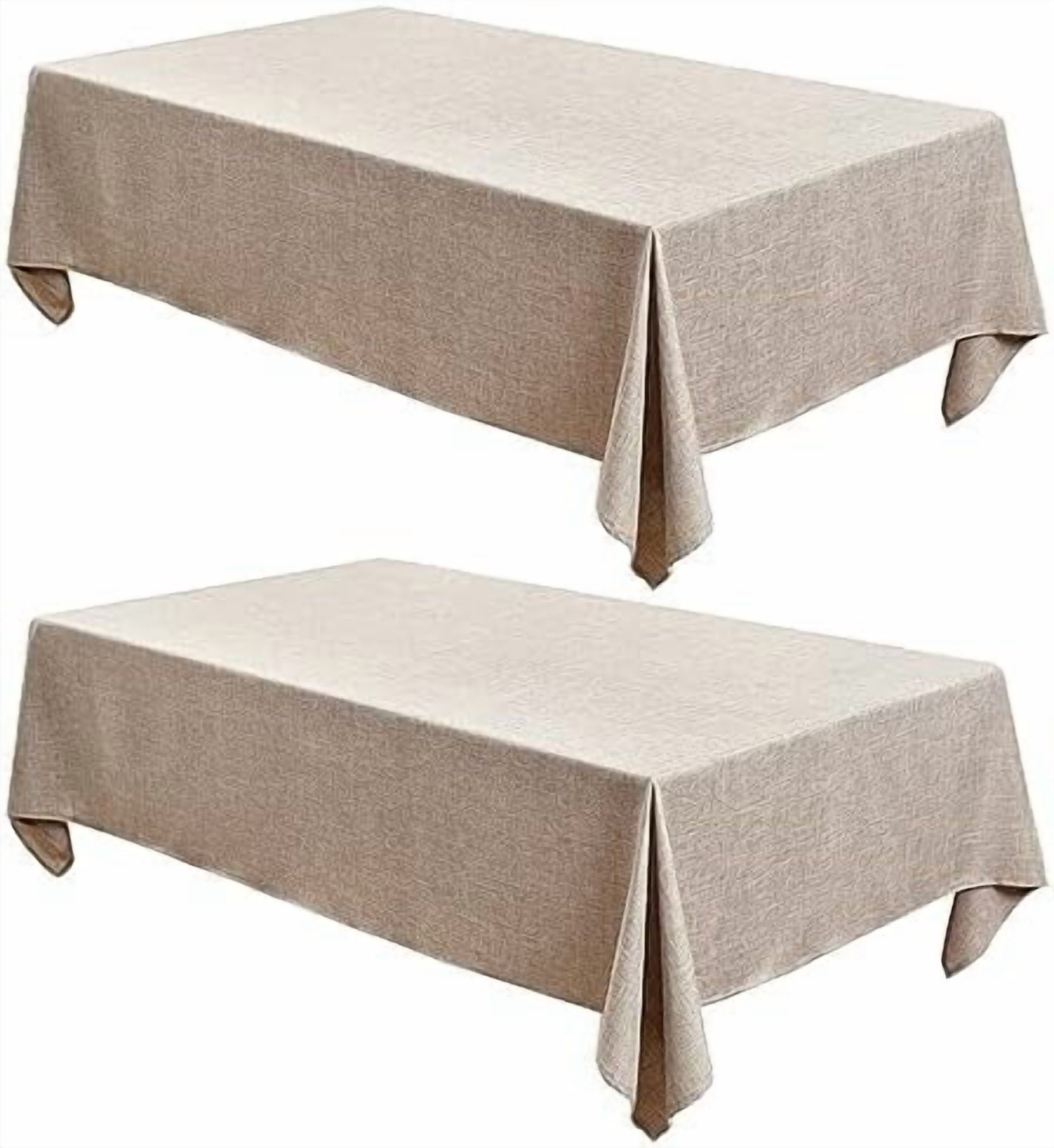 Linen Textured Tablecloths 2 Pack, Faux Burlap Rectangle Table Clothes ...
