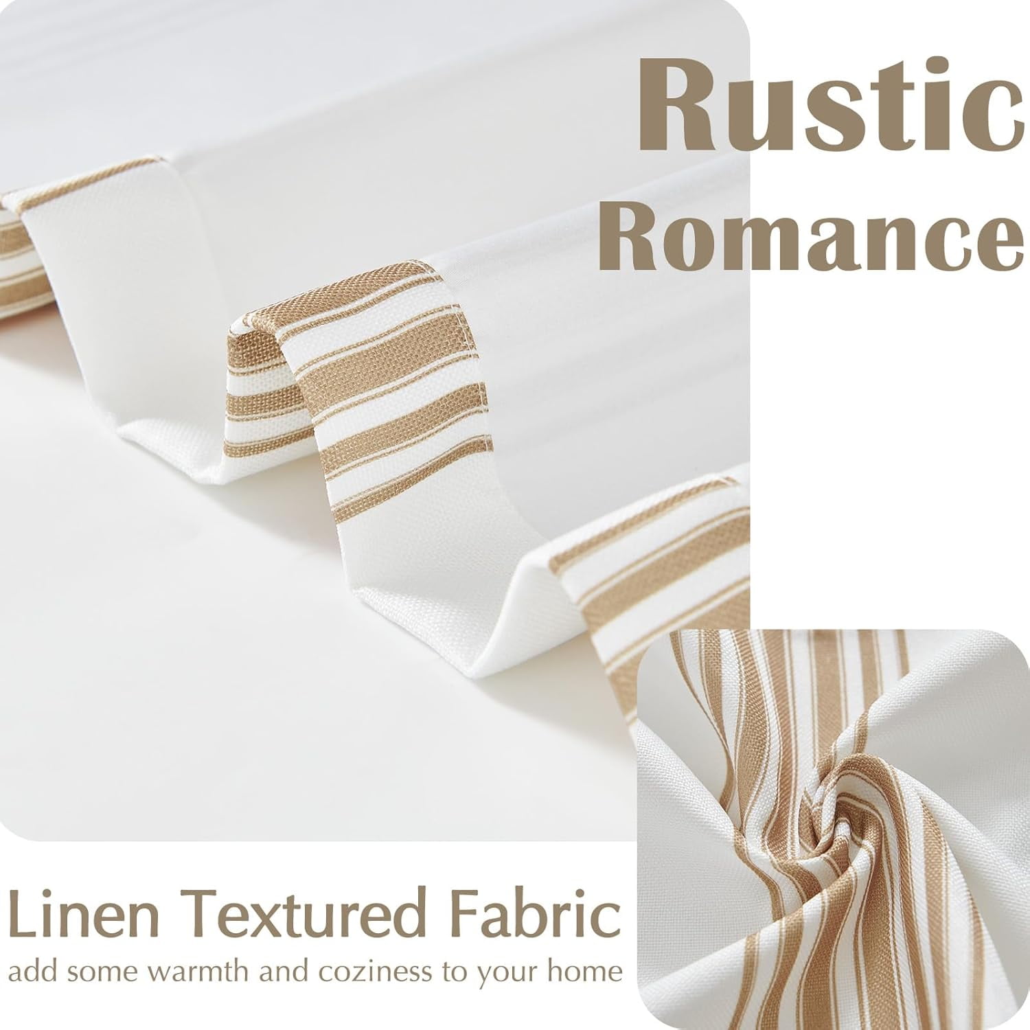 Linen Textured Valance Curtain Striped Kitchen Valance for Small ...
