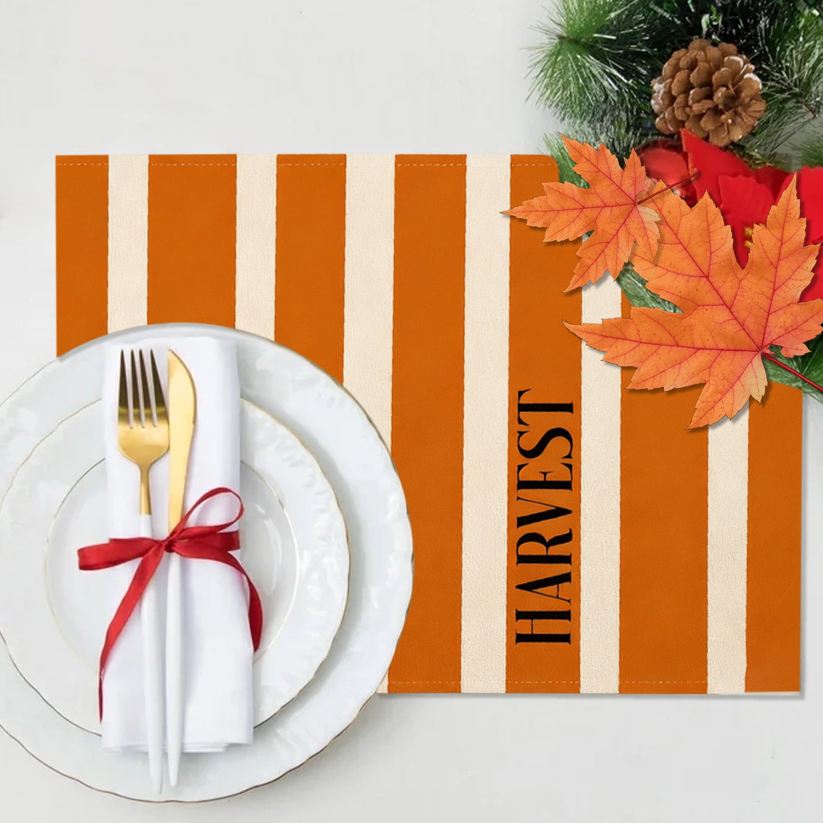 Linen Thanksgiving Placemat Heat Resistant Table Mat Potholder Holiday ...